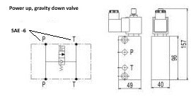 Gravity down valve SAE -6 ports flange mount directly to SCO power uni ...
