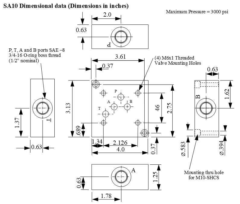 ng10 d05 HYDRAULIC VALVE SUBPLATE WITH sae -8 1/2" PORTS – Fluidhaus LLC