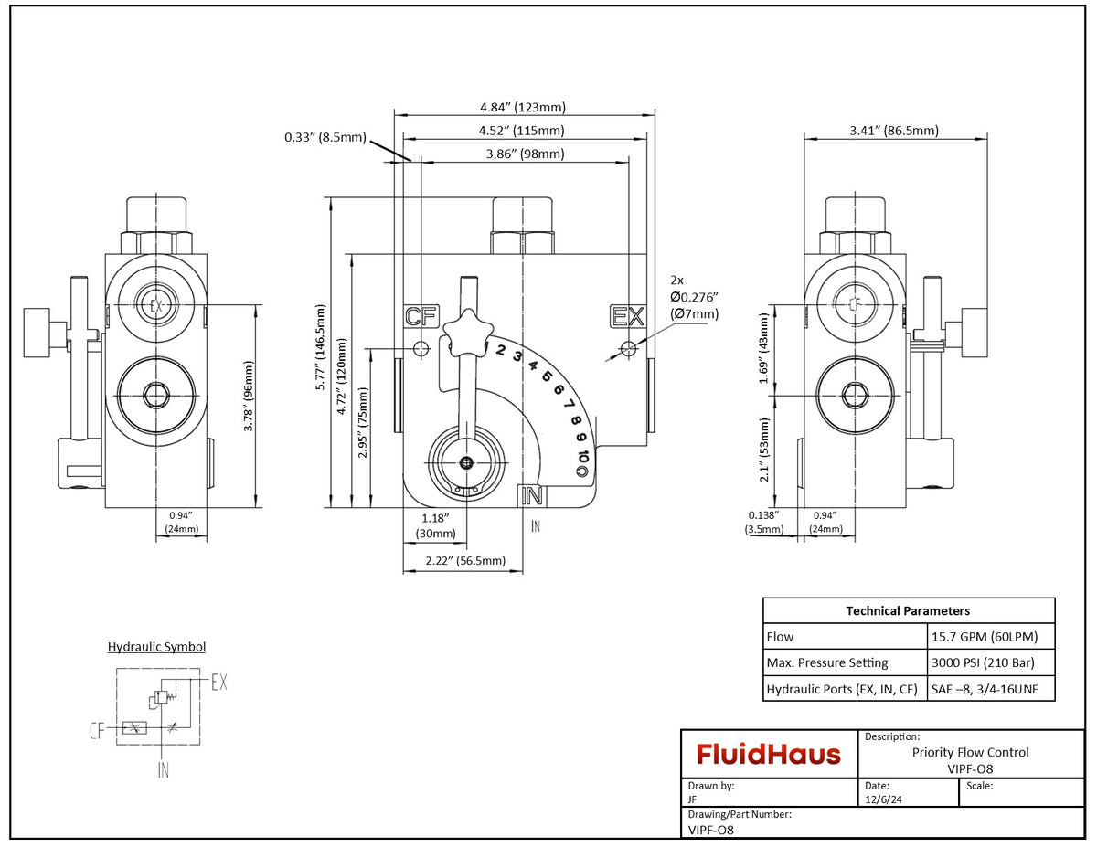 Hydraulic Priority Flow Control Valve , Inline, 15 GPM, 3000 PSI ...